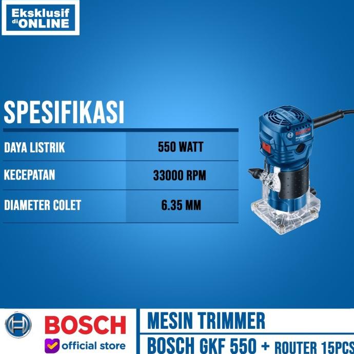 Jual Bosch Mesin Router Profil Kayu Gkf 550 Wood Trimmer Mata Router ...