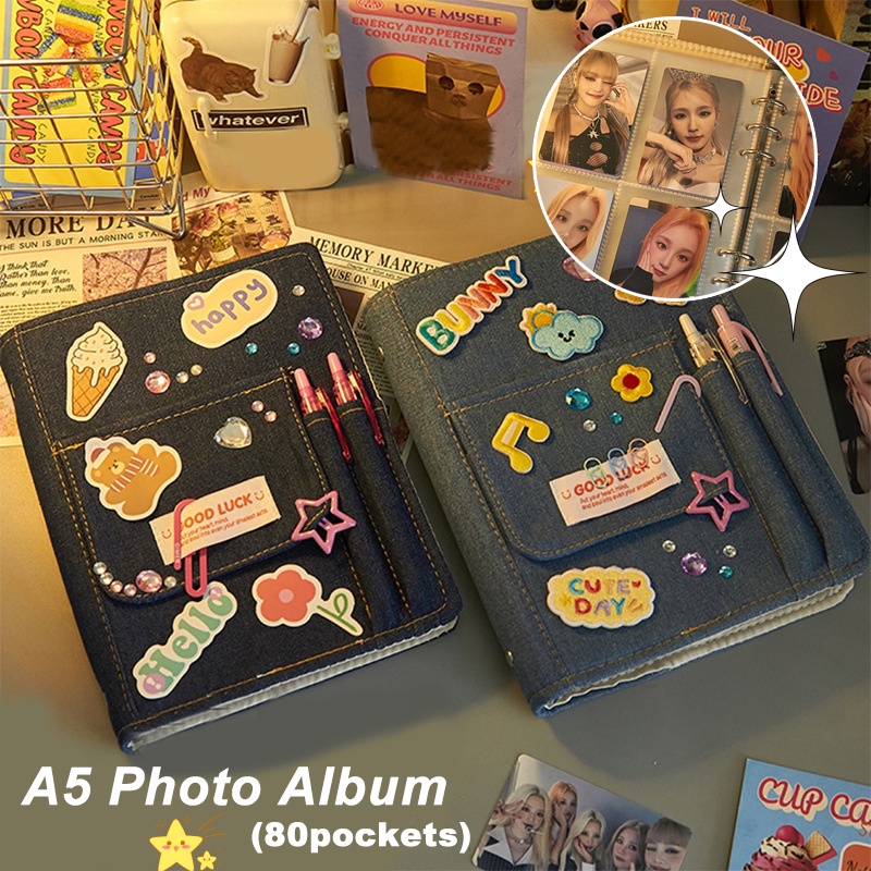 Jual Y2K American Vintage Binder Album A5 Album Foto Denim Longgar-Daun ...