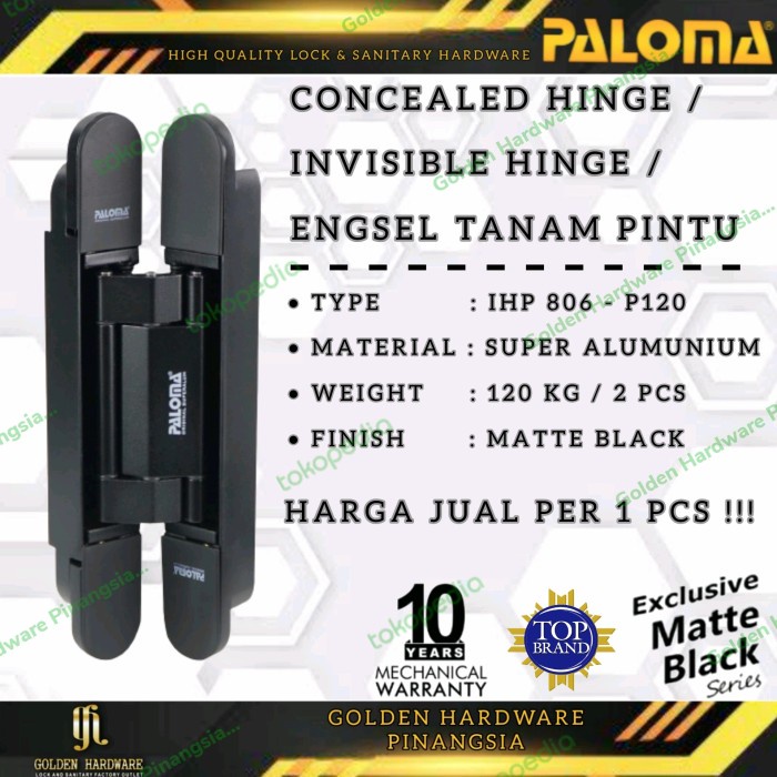 Jual Engsel Concealed Invisible Hinge Tanam Pintu Paloma Ihp 806 D120 ...
