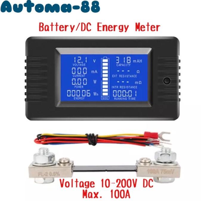 Jual DC Energy Totalizer KWH meter Voltmeter Ammeter Battery Meter 100A ...