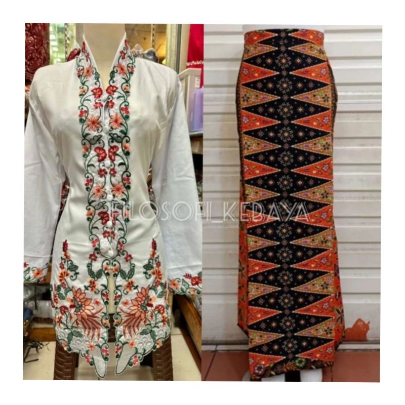 Jual Set kebaya encim motif bunga//set kebaya encim has betawi | Shopee ...