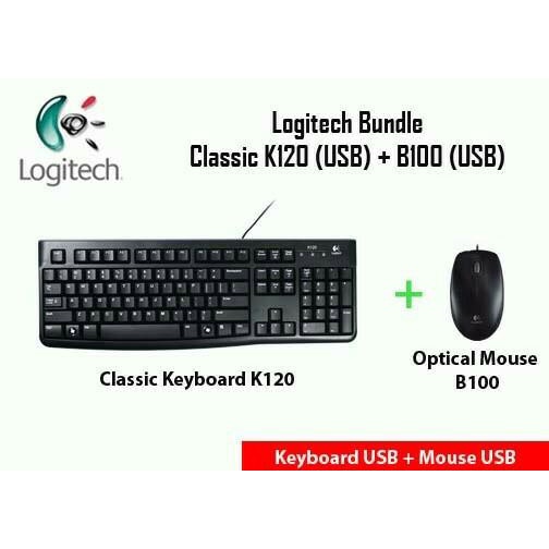 Jual LOGITECH KEYBOARD K120 + MOUSE B100 ORIGINAL | Shopee Indonesia