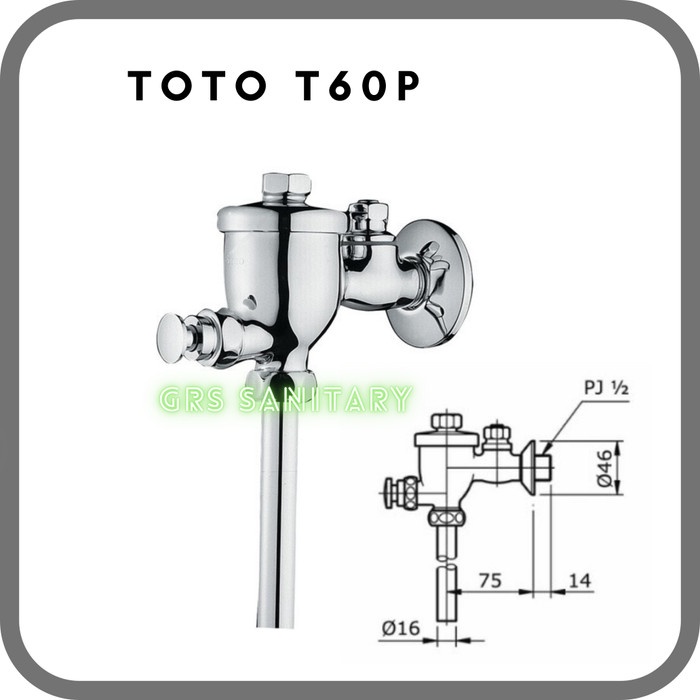 Jual Promo Urinal Flush Valve/ Push Kran Urinal Toto T60P / T60 / T60P ...