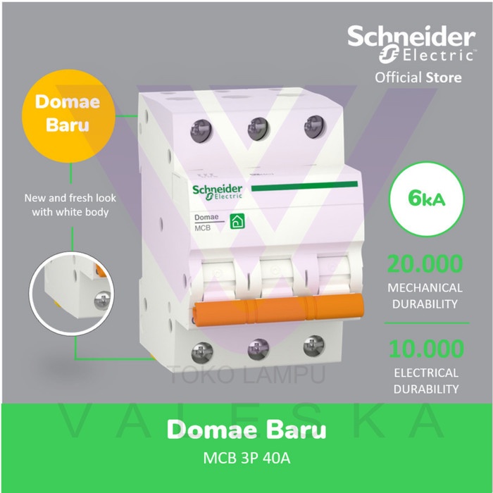 Jual Schneider MCB Domae 3P 40A 3 Phase 40 Ampere | Shopee Indonesia