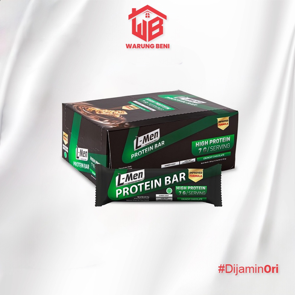Jual L-Men Protein Bar Snack Dengan Whey Protein Crunchy Chocolate (12 ...