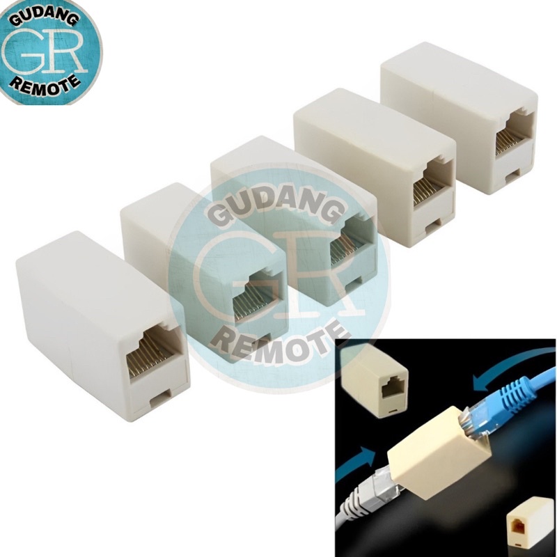Jual Barel Connector RJ45 Coupler Female To Female Barrel Sambungan ...