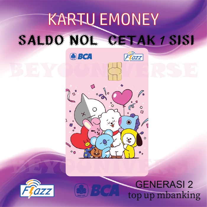 Jual Kartu Emoney Mandiri E-Money Flazz Bca Gen 2 Bts Bt21 Party ...