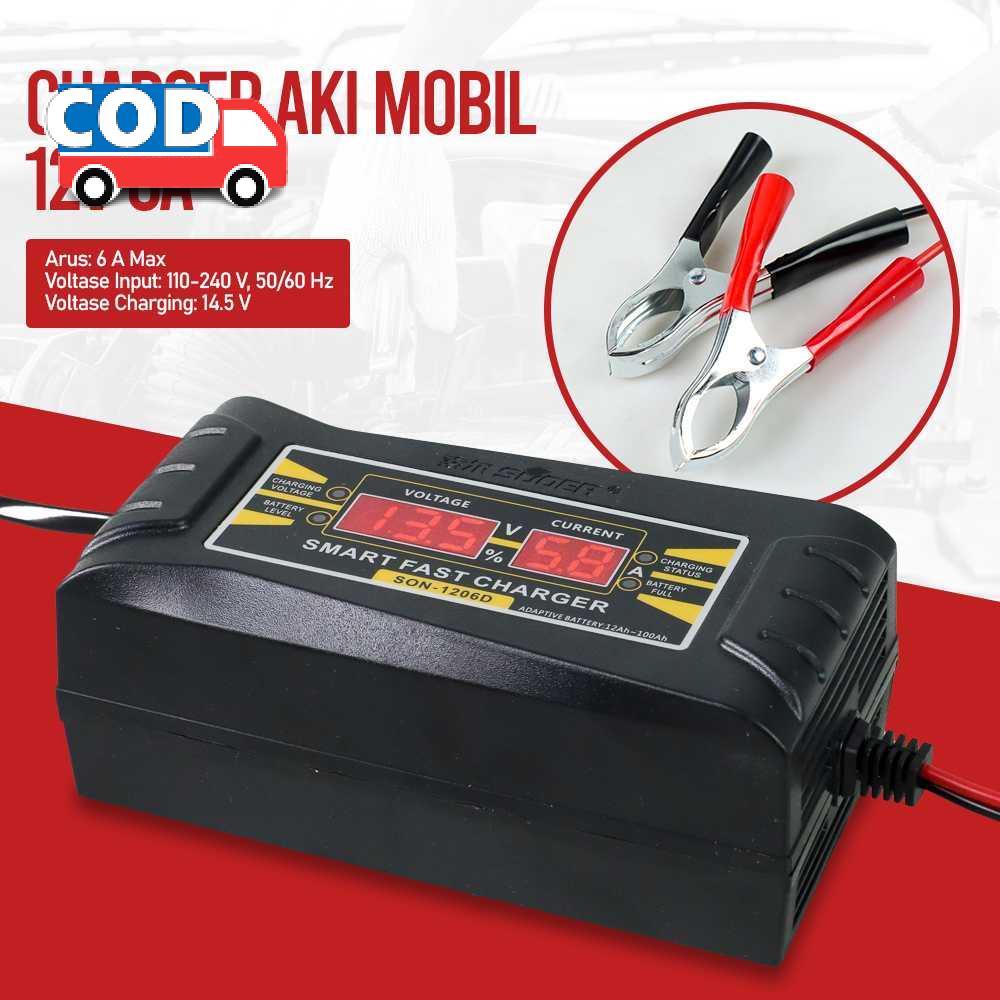 Jual Charger Aki Mobil Motor 6A 12V Otomatis LCD Digital Alat Cas Accu ...