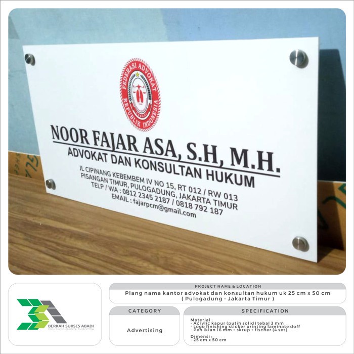 Jual Promo Promo !!! Plang Nama Kantor Advokat Dan Konsultan Hukum Uk ...