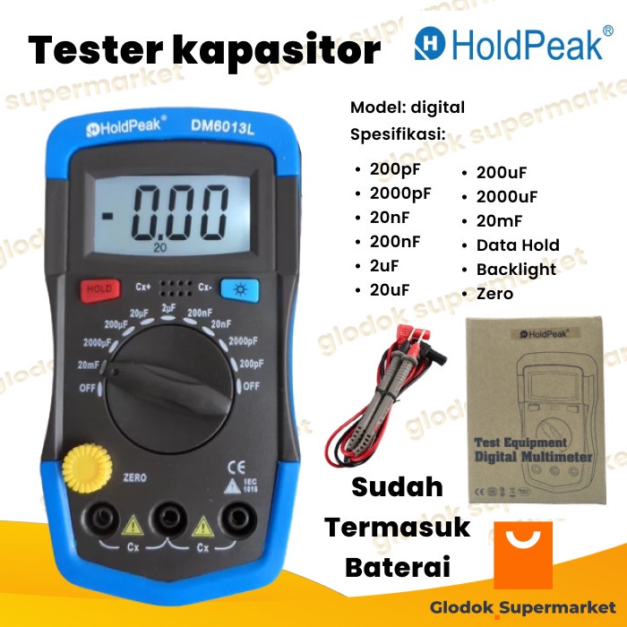 Jual Promo Alat Ukur Kapasitor Holdpeak Dm6013L Capasitor Tester Elco ...