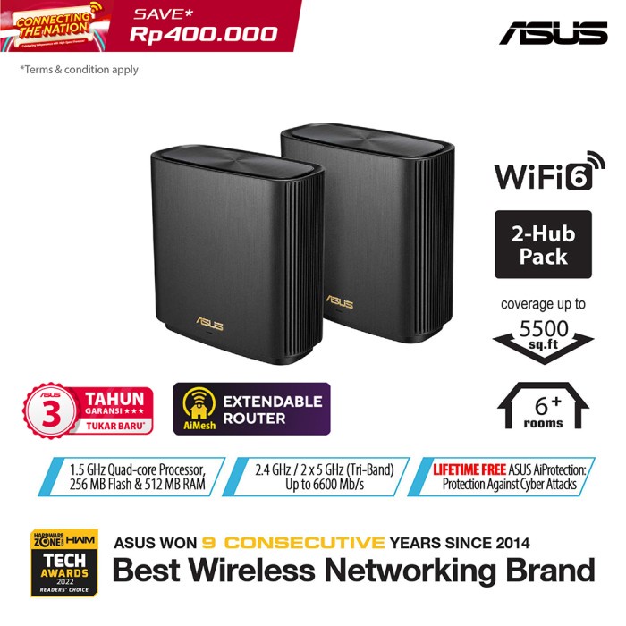 Jual ASUS ZenWiFi AX-6600 Whole-Home Tri-Band Mesh WiFi 6 System XT8 ...