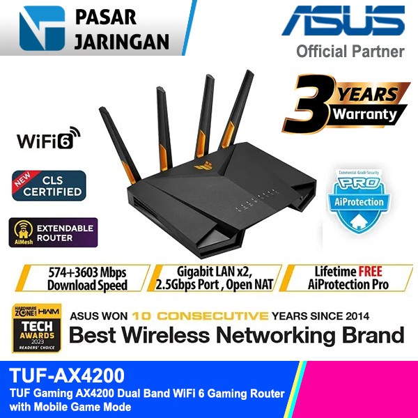 Jual ASUS TUF-AX4200 TUF Gaming AX4200 Dual Band WiFi 6 Gaming Router ...