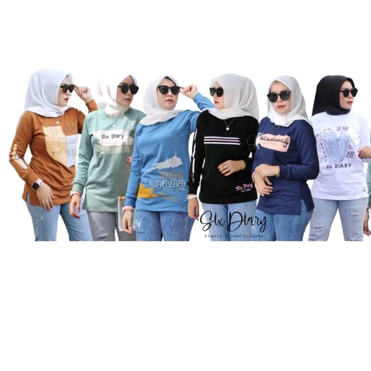 Jual Six Diary Official Kaos Atasan Wanita Tangan Panjang Original ...