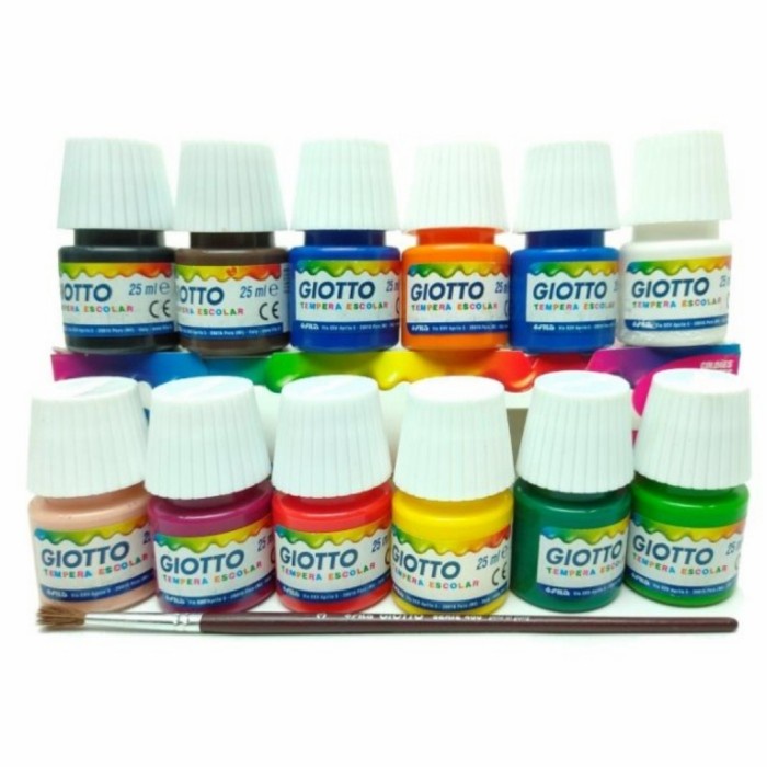 Jual Masih Ada! Giotto Paint Tempera Escolar Set 12 Pcs + Kuas Cat ...