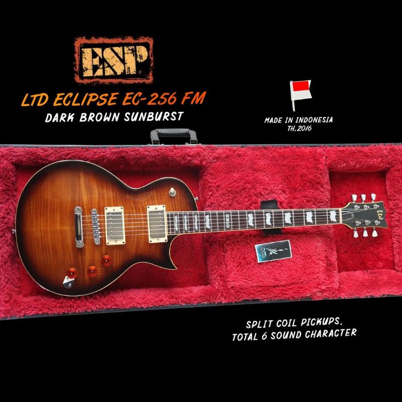 Jual GITAR ELEKTRIK ESP LTD ECLIPSE EC-256 FM DARK BROWN SUNBURST MURAH | Shopee Indonesia
