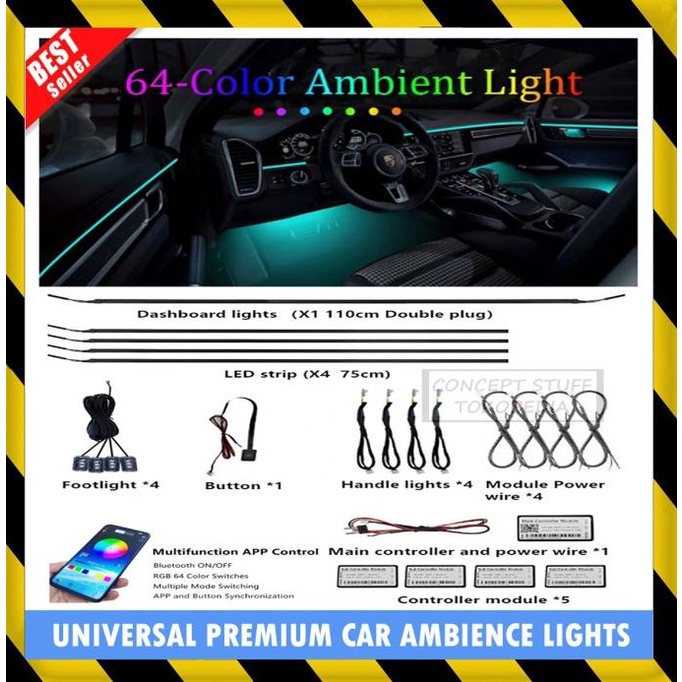 Jual BLUETOOTH AMBIENT LIGHT CAR PREMIUM WIRELES FOOT LAMP RGB ...