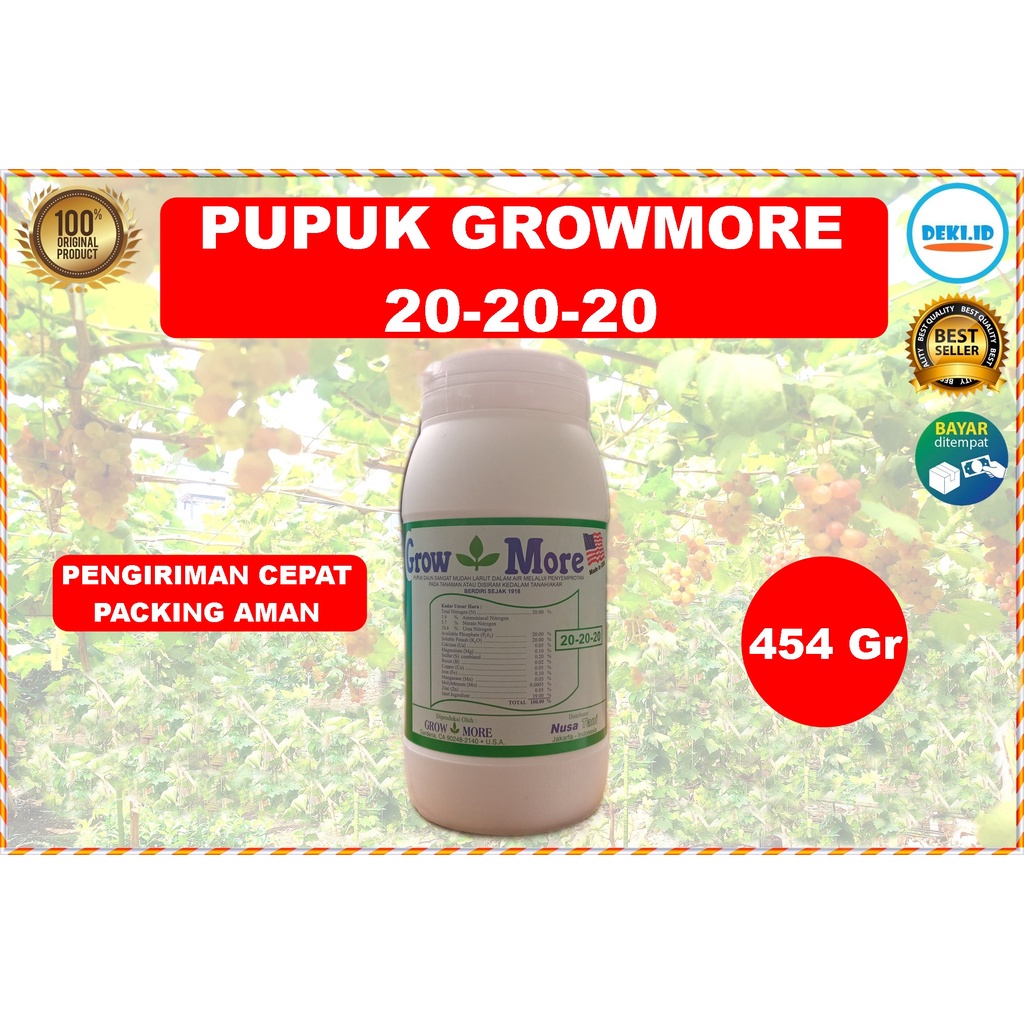 Jual Growmore 20 20 20 Kemasan Pabrik 454 gram NPK Daun Grow More Nutrisi Seimbang Pertumbuhan ...