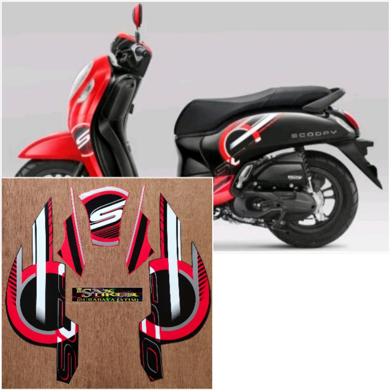 Jual Striping Original Honda Scoopy Sporty Red merah hitam tahun 2023 ...