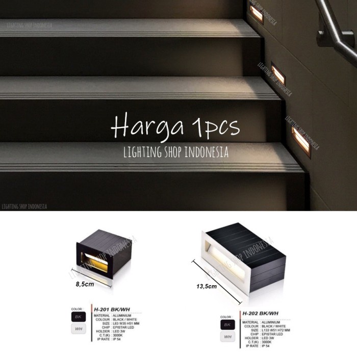 Jual Promo H201 Lampu Tangga Dinding Led Outdoor Waterproof Stairs Step ...