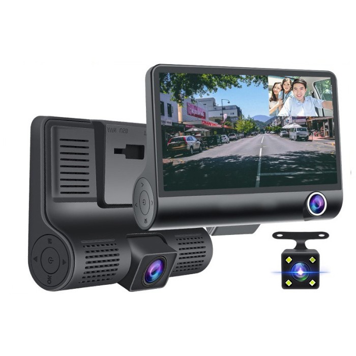 Jual Kamera CCTV Mobil Dashcam 4" Car DVR 3 Camera Perekam 3 Lens 1080p ...