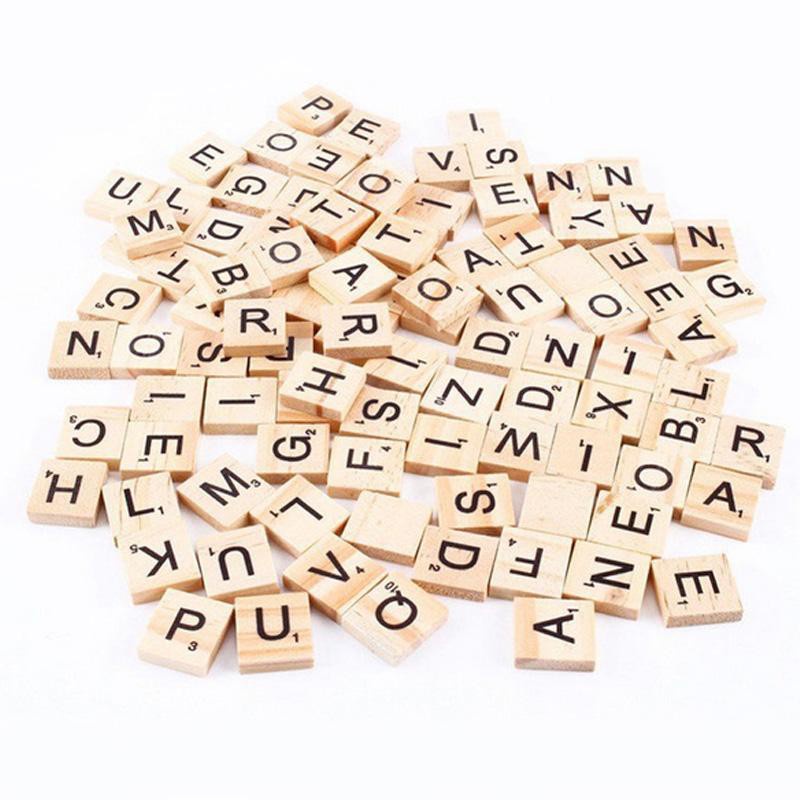 Jual Bu Guru Ria - Belajar Alphabet isi 100 Pcs Wooden Scrabble Kayu ...