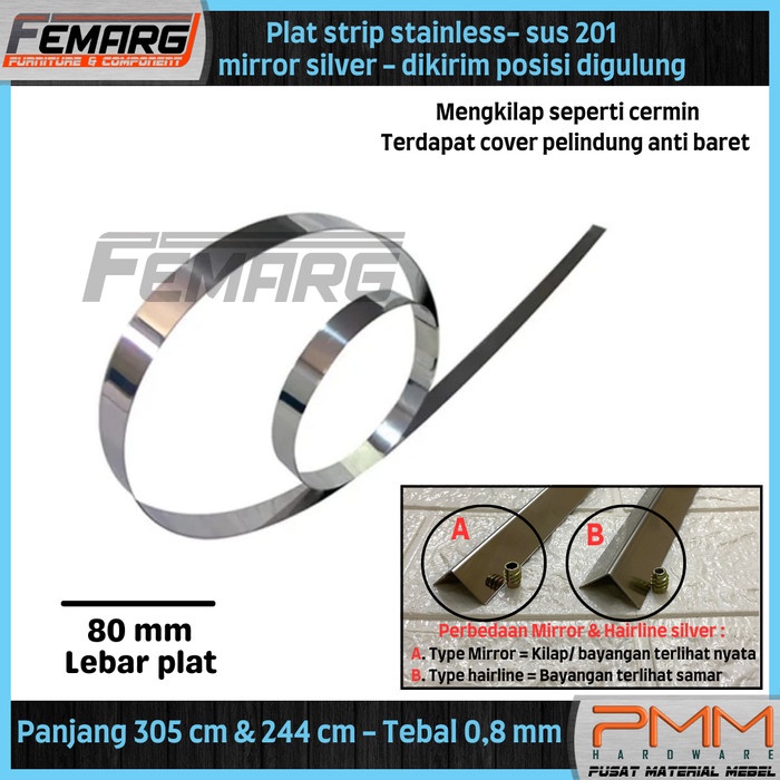 Jual ~^~^~^] PLAT STRIP MIRROR 80mmx305cm T:0.8mm OMEGA LIST LIS ...