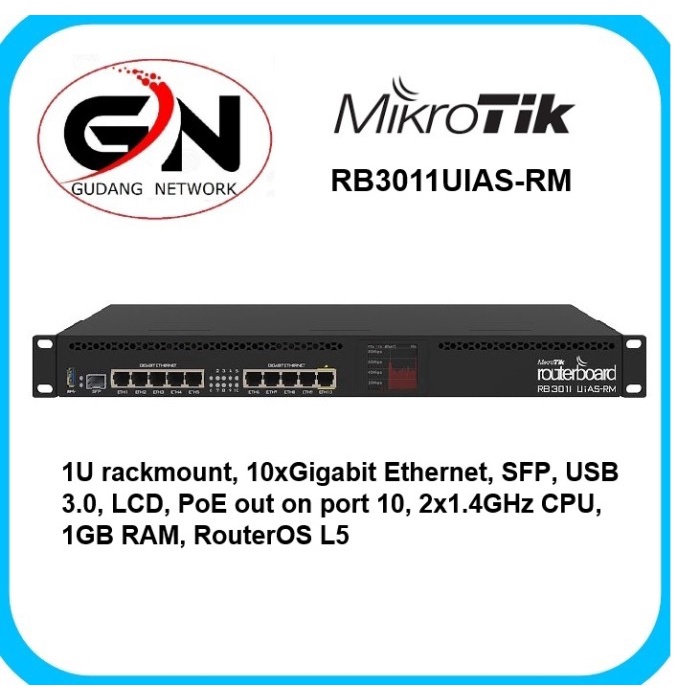 Jual Mikrotik RB3011UIAS-RM RouterBOARD 10xGigabit Ethernet, USB 3.0 ...