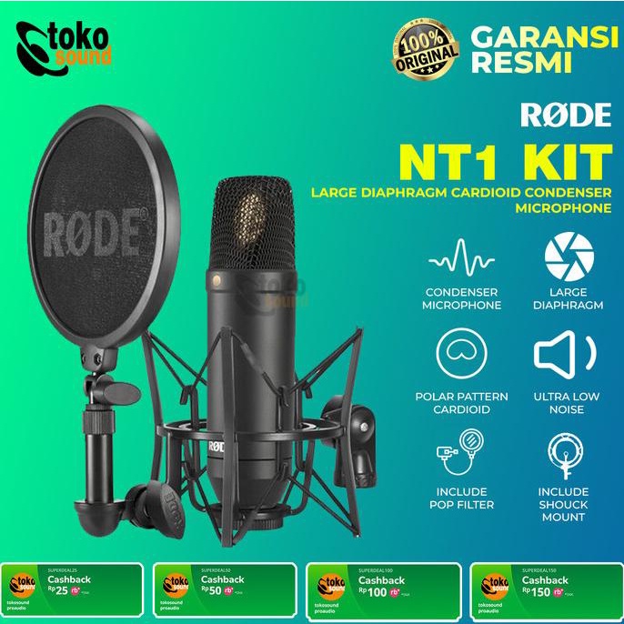 Jual Rode NT1 Kit (Cardioid Condenser Microphone with Kit) | Shopee Indonesia