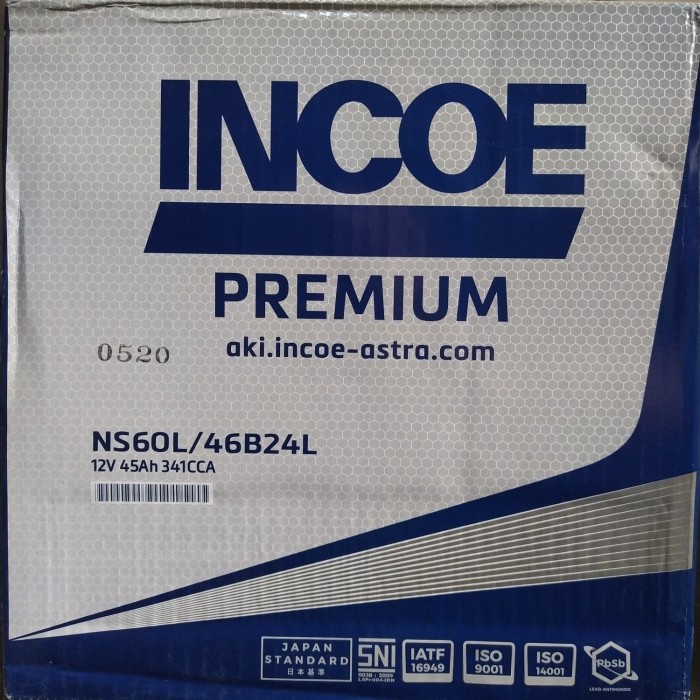 Jual [Original] Aki Mobil Incoe Premium Type Ns60L 46B24L 12 V 45Ah Berkualitas | Shopee Indonesia
