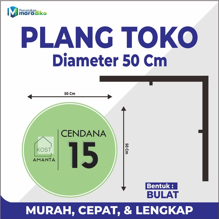 Jual Promo Plang Toko/Kantor Custom Bulat Bahan Acrylic 2 Sisi Diameter ...