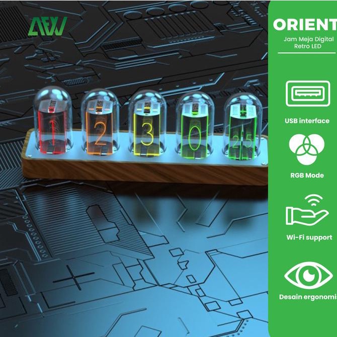 Jual ORIENT Jam Meja Digital Retro LED Clock Minimalist Jam RGB Nixie ...