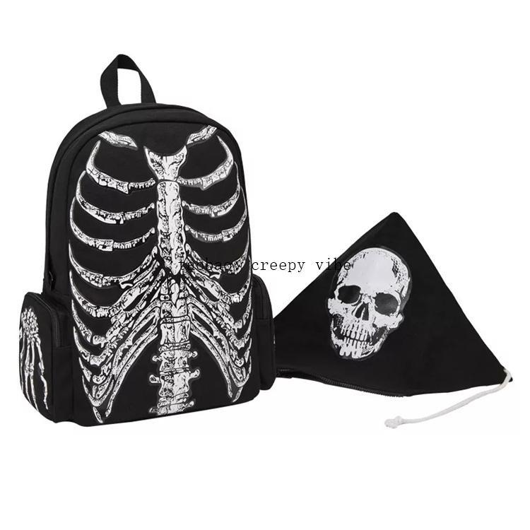 Jual Gotik Rock Skeleton Totem Hitam dan Putih Topi Ransel | Shopee ...