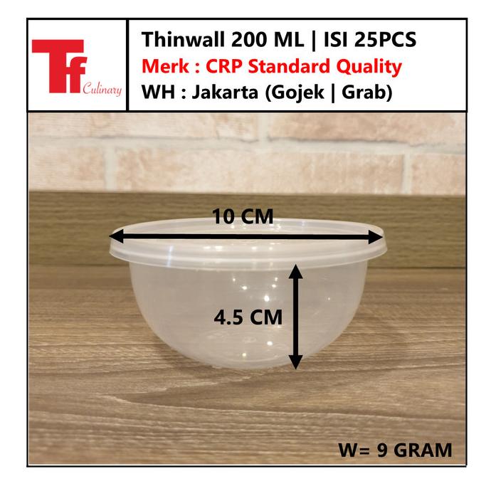 Jual Tndm*231 Mangkok Plastik Thinwall 200 Ml Bulat Cekung Merk Crp (25 Pcs) | Shopee Indonesia