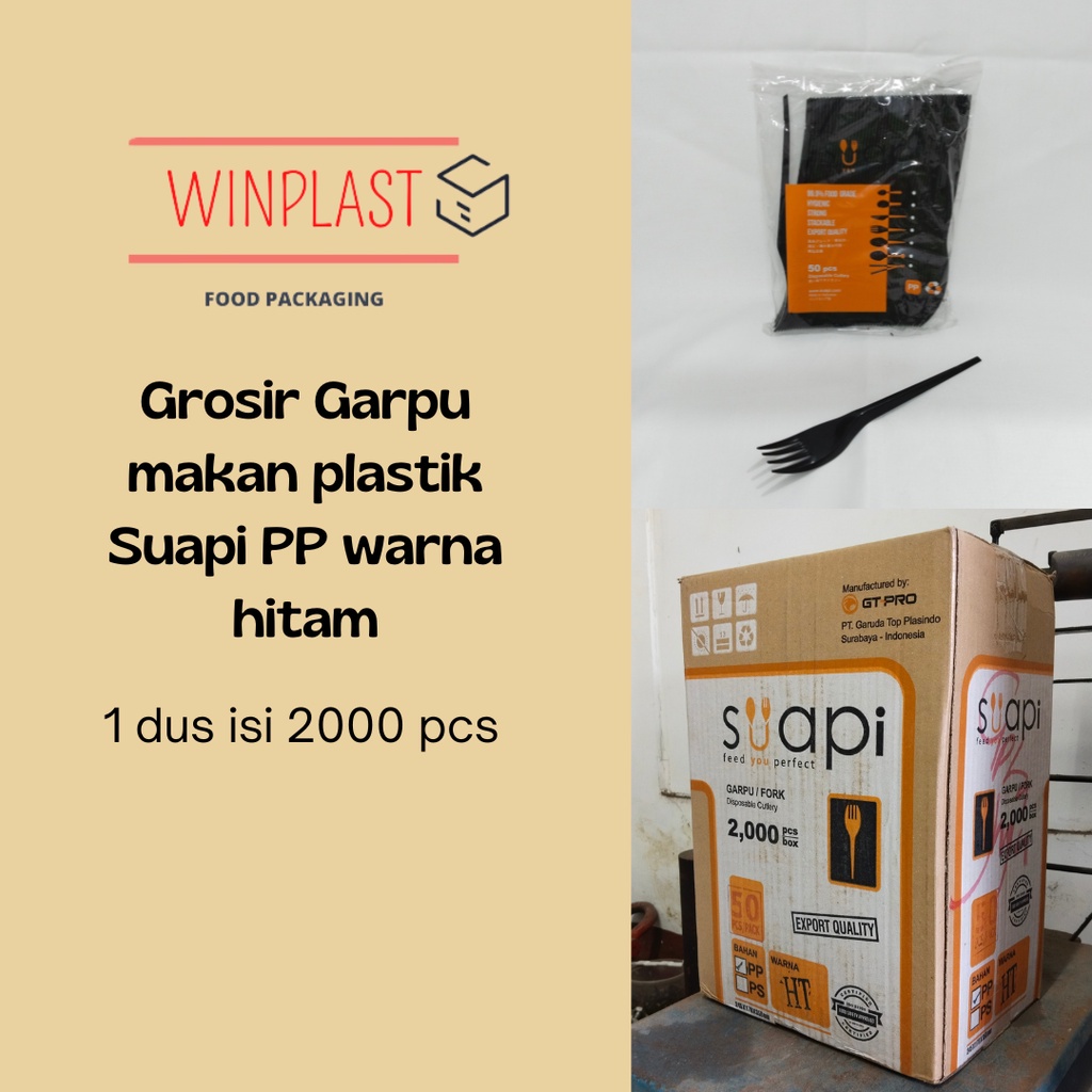 Jual Grosir garpu makan plastik Suapi PP warna hitam 1 dus isi 2000 pcs ...