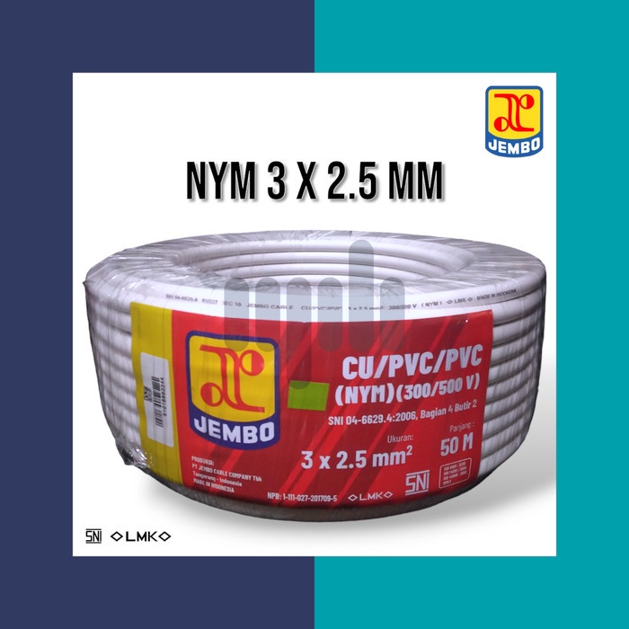 Jual Kabel NYM 3x2.5 mm JEMBO, 50 meter | Shopee Indonesia