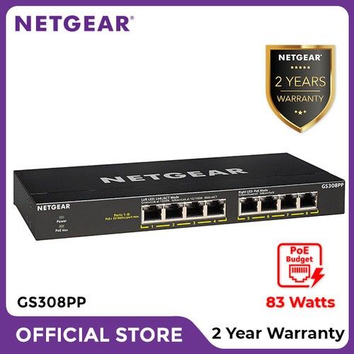 Jual Netgear GS308PP 8 Port Gigabit Ethernet SOHO PoE+ Unmanaged Switch ...