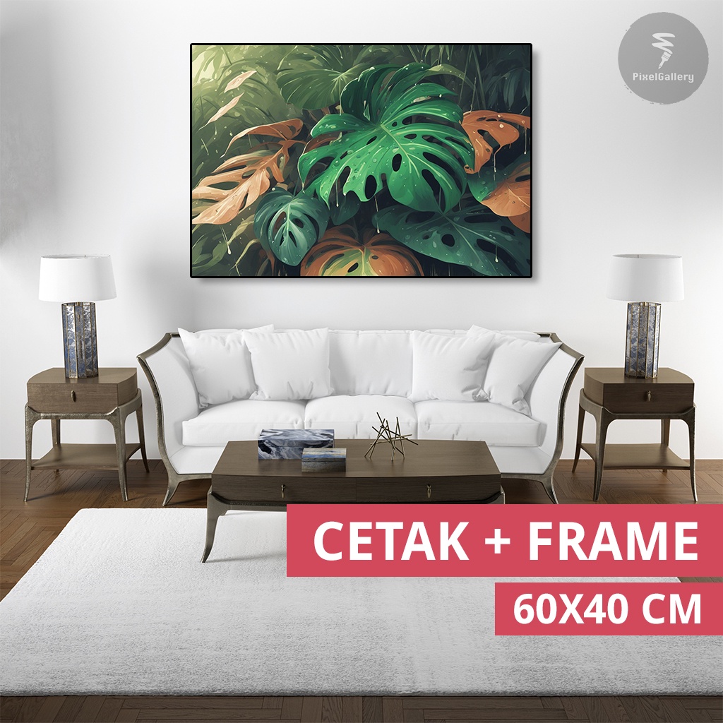 Jual Lukisan SUPERJUMBO 60X40 Daun Monstera Hiasan Dinding Walldecor ...
