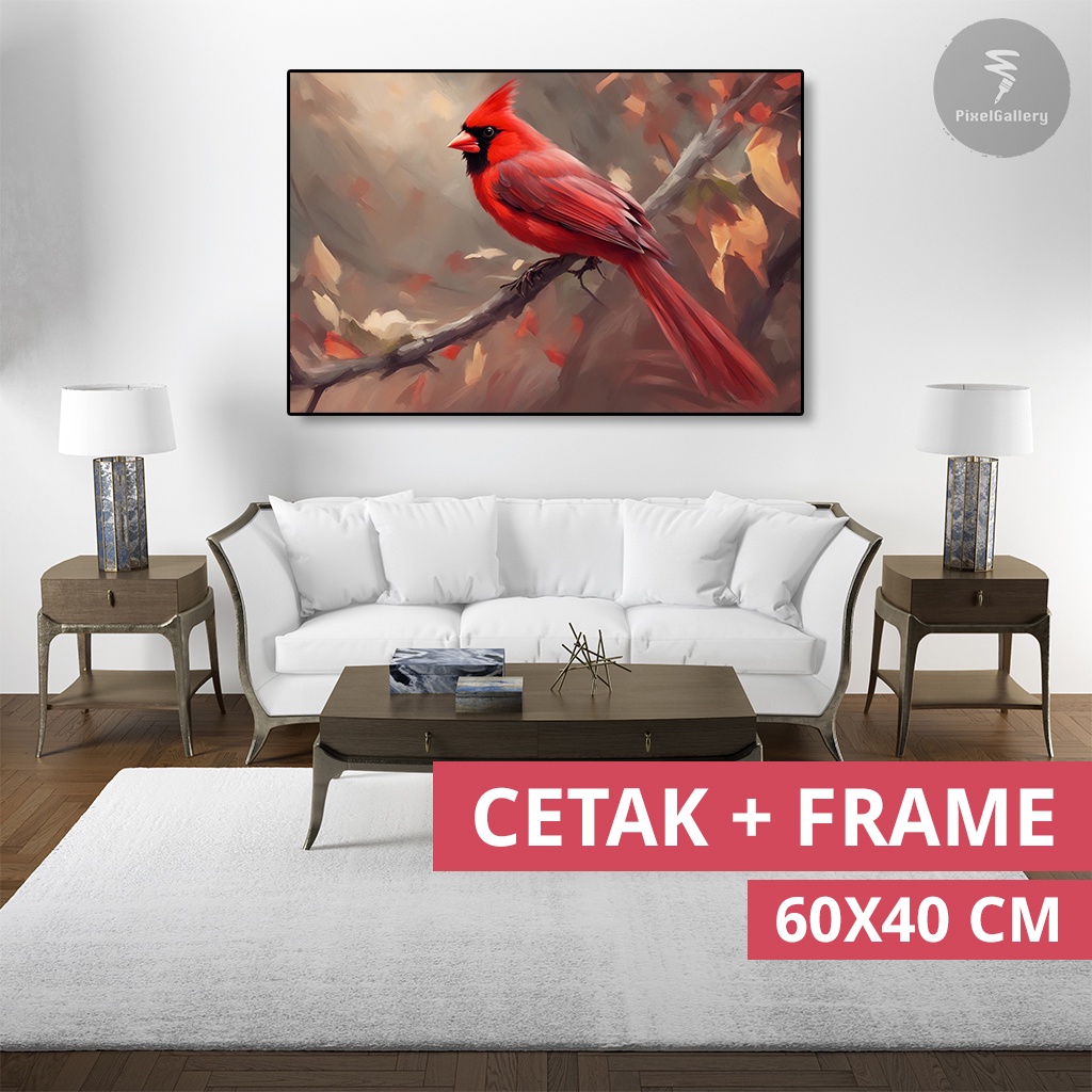 Jual Lukisan SUPERJUMBO 60X40 Burung Robin Merah Hiasan Dinding ...