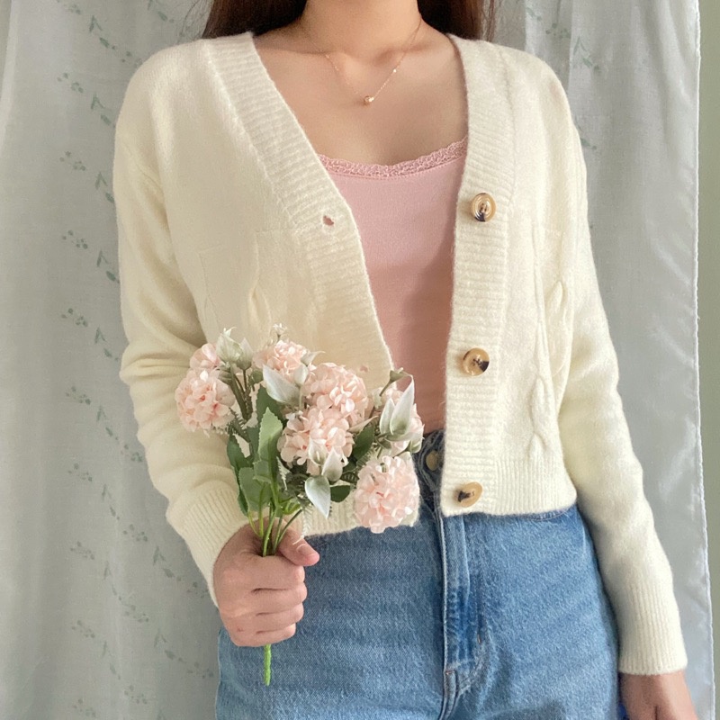 Jual Dewi official Cardi outer rajut lengan panjang polos wanita salur ...