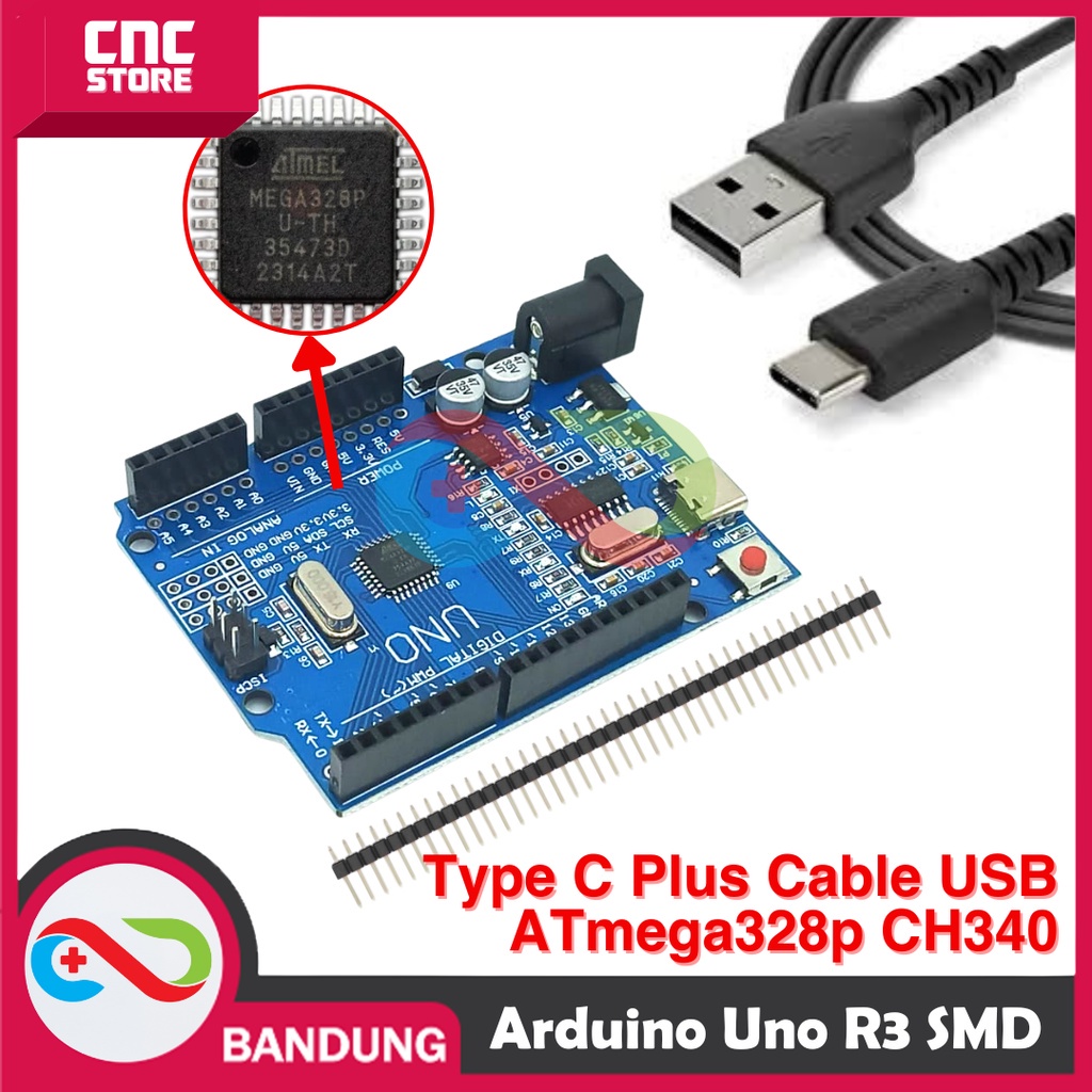 Jual ARDUINO UNO R3 ATMEGA328P SMD CH340 ATMEGA328P TYPE-C PLUS KABEL ...
