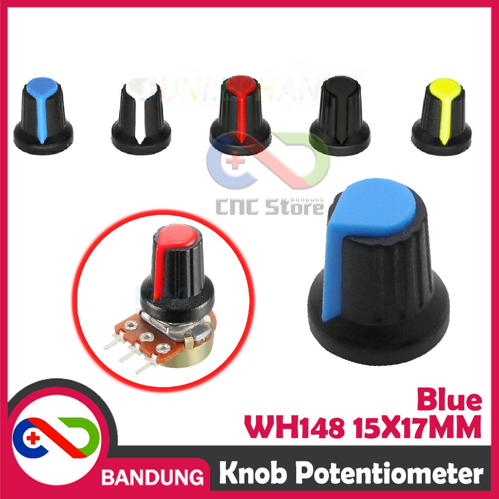 Jual KNOB POTENTIOMETER POTENSIOMETER ROTARY WH148 15X17MM BLUE BIRU ...