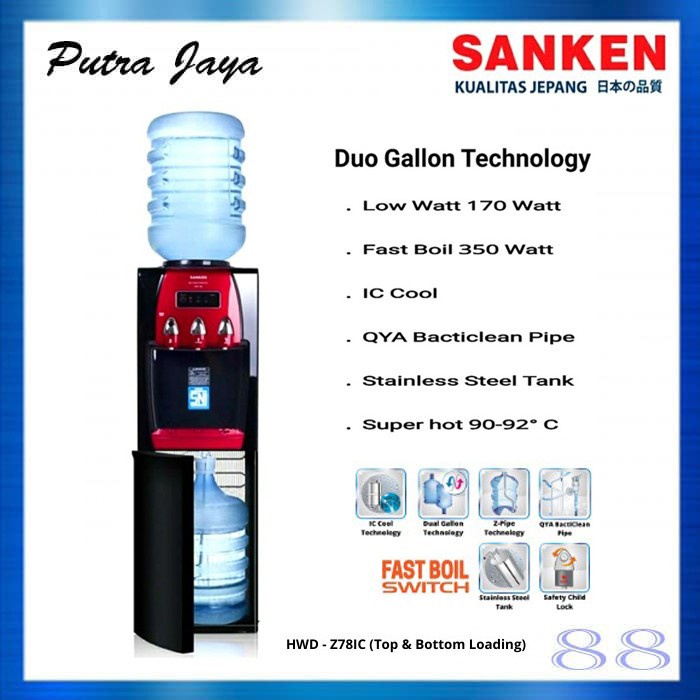 Jual SANKEN WATER DISPENSER DUO GALON ATAS BAWAH LOW WATT HWD-Z78IC ...
