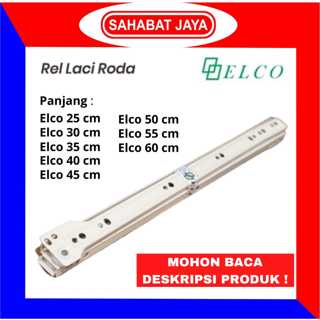 Jual Rel Laci Roda Furniture Drawer Slide ELCO HUBEN Cream Putih 25/30 ...