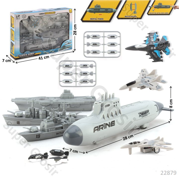 Jual Mainan Anak Mainan Kendaraan Militer Kapal Selam F/C dan Pelontar Misil + Pesawat Tempur P ...