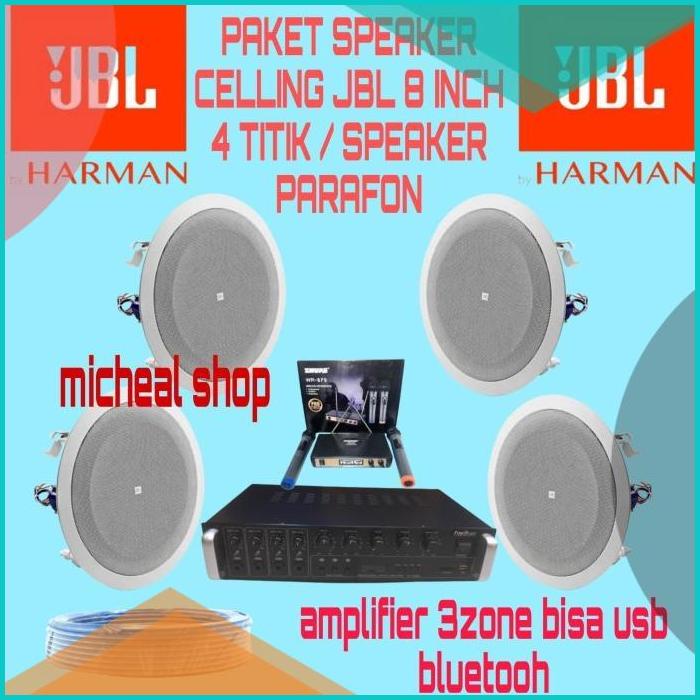Jual paket sound speaker celling JBL 8 inch 4 titik + amplifier 3 zone ...