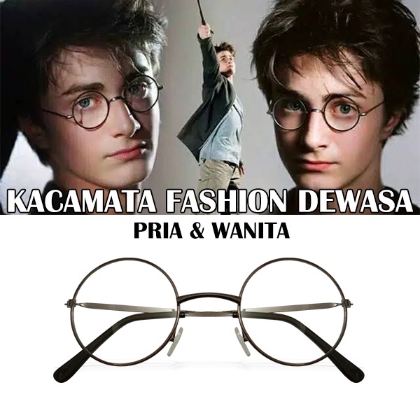 Jual Kacamata Bulat Transparan Frame Besi Kacamata Retro Korea Bundar ...