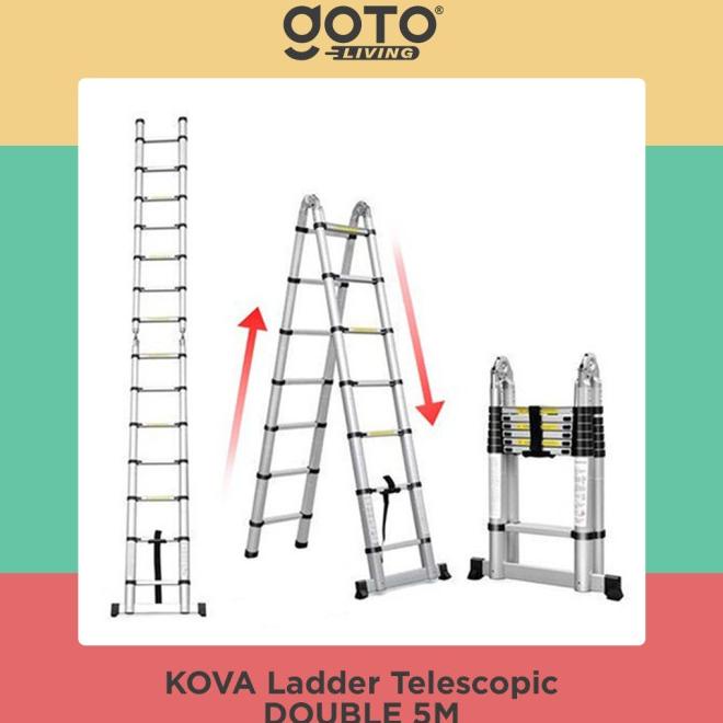 Jual Tangga Lipat Aluminium Teleskopik 5M Double Telescopic Ladder 5 ...