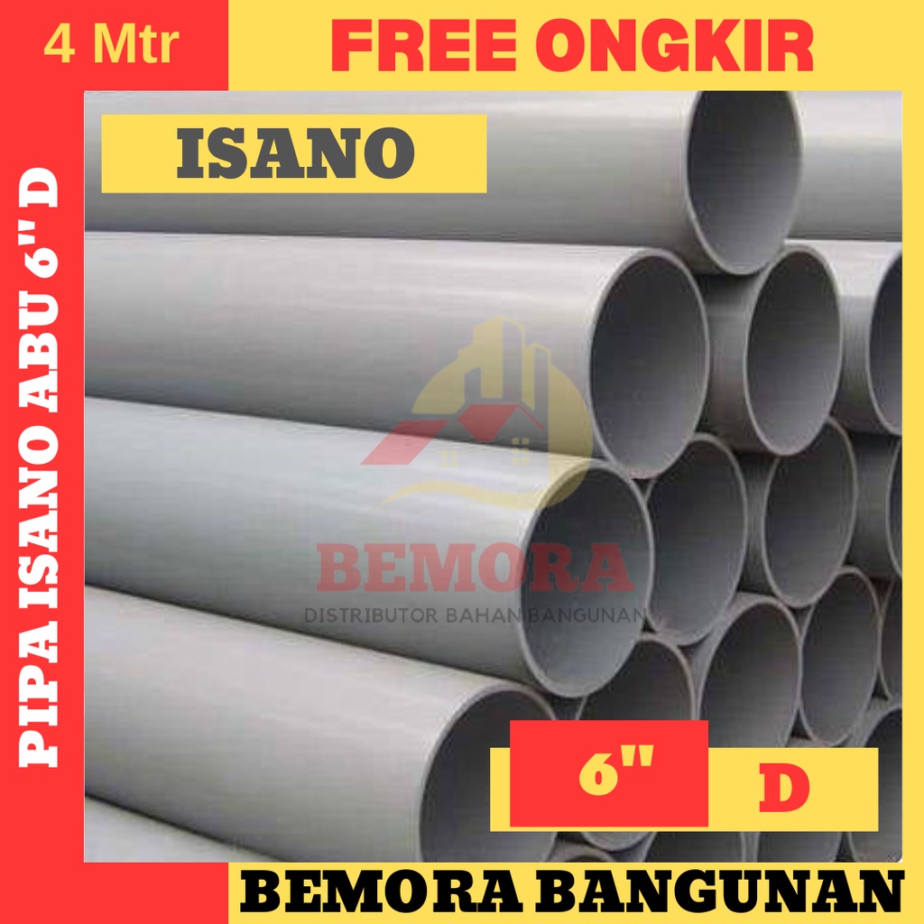 Jual Pipa Pvc Isano Warna Abu 6" Type D (Panjang 4 Meter) / Pipa Pvc ...