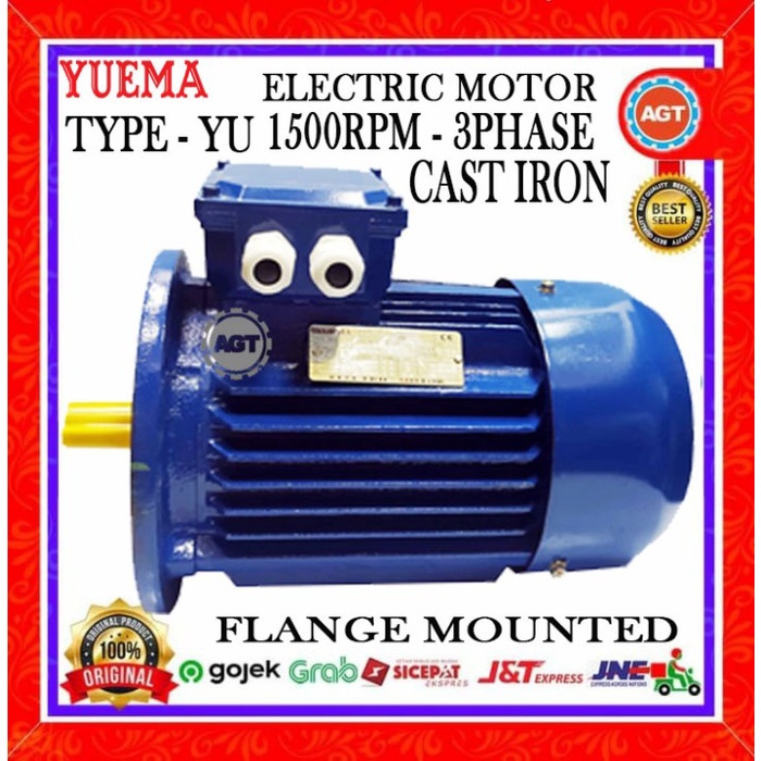 Jual YU 2.2KW-3HP-1500RPM-4P-3PHASE-B5 FRAME 100L1-4 ELECTRIC MOTOR YUEMA | Shopee Indonesia