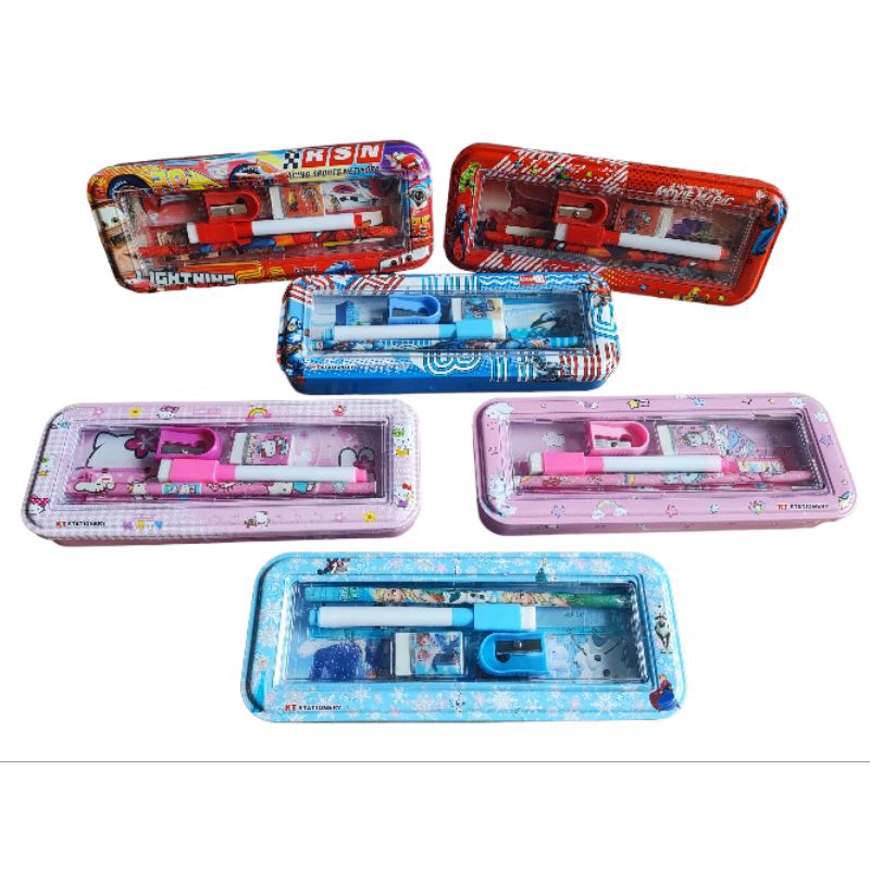 Jual tempat/Kotak/tepak Pensil Kaleng susun FULL SET/STATIONARY SET ...